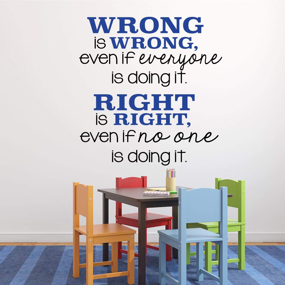 Classroom Wall Decal Wrong is wrong, Right is right | Custom Vinyl Decor