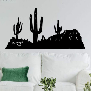 Desert Wall Decal | Cactus and Rocks Vinyl Silhouettes