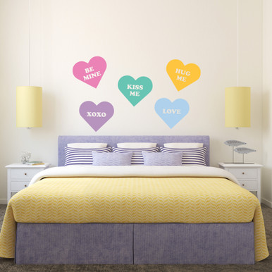 Conversation Hearts Wall Decor - Pack of 5 Wall Decal | Custom Vinyl Decor