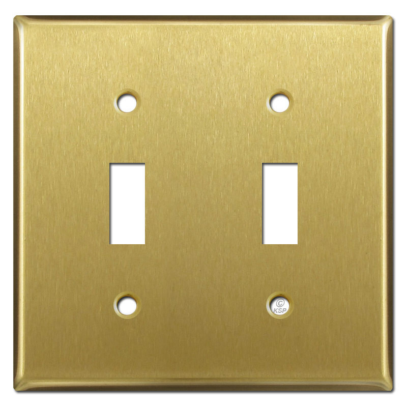 Double Toggle Switch Plate - Satin Brass | Kyle Switch Plates