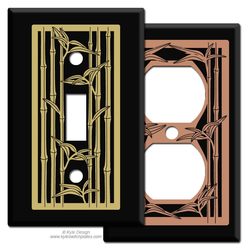 Asian Bamboo Wall Switch Plates in Oil Rubbed Bronze - Kyle Design