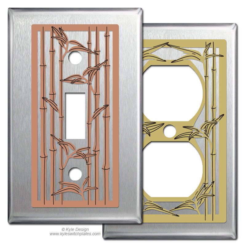 Asian Bamboo Wall Switch Plates in Oil Rubbed Bronze - Kyle Design