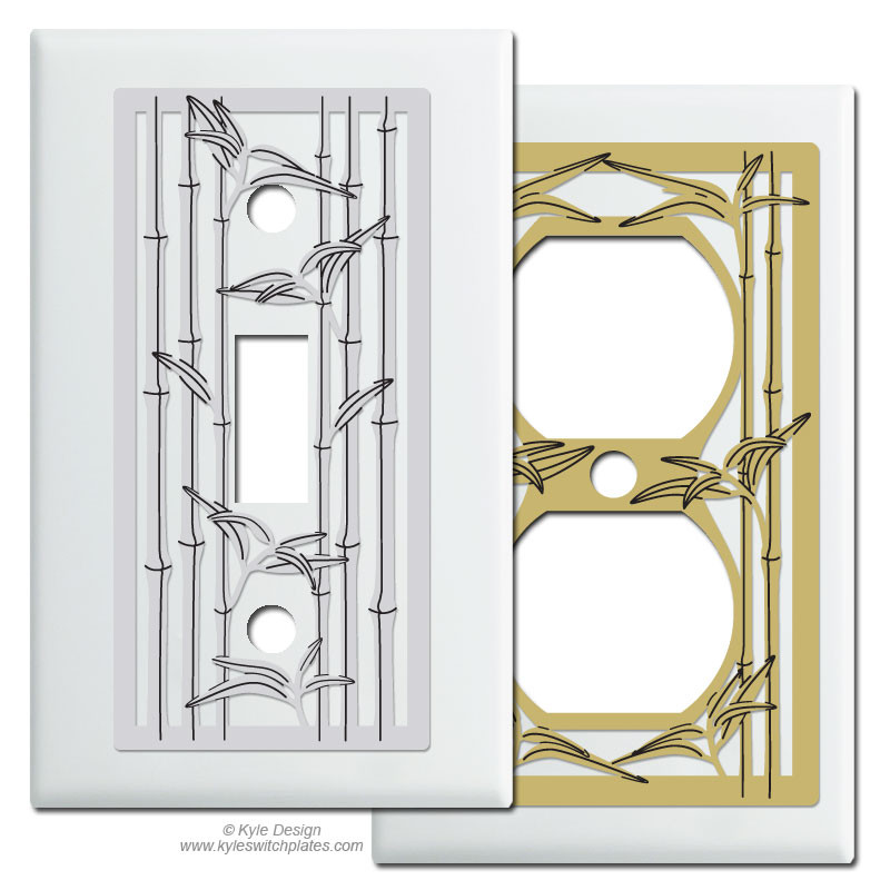 Asian Bamboo Wall Switch Plates in Oil Rubbed Bronze - Kyle Design