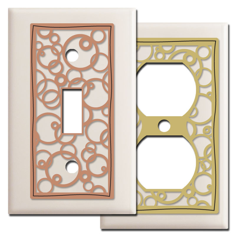 Abstract Circles Light Switch Plates in White - Kyle Design