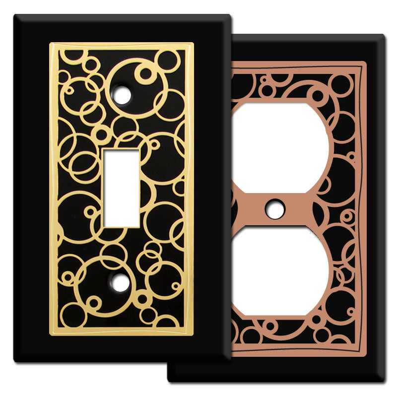 Abstract Circles Light Switch Plates in White - Kyle Design