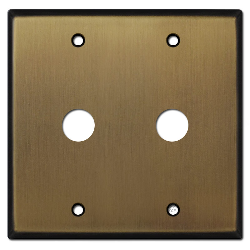 Double Gang .625'' Phone Cable Wall Plate - Antique Brass