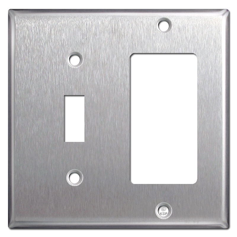 1 Decora Rocker 1 Outlet Cover Plate - Satin Stainless Steel