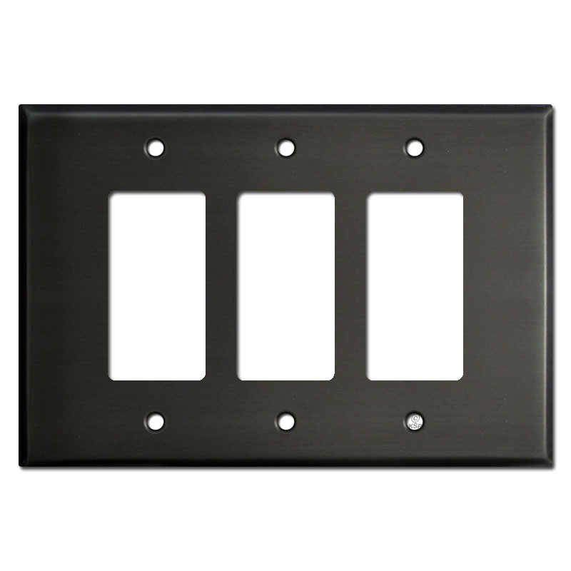 Oversized Three-Gang 3 Decora Rocker Switch Plates - Dark Bronze
