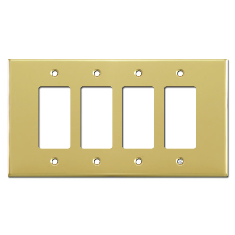 Oversized Four Gang 4 Rocker Wall Plate - Polished Brass