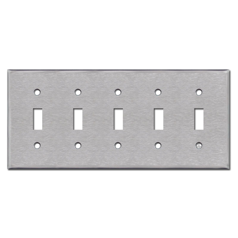 5 Toggle Switch Wall Plate - Satin Stainless Steel
