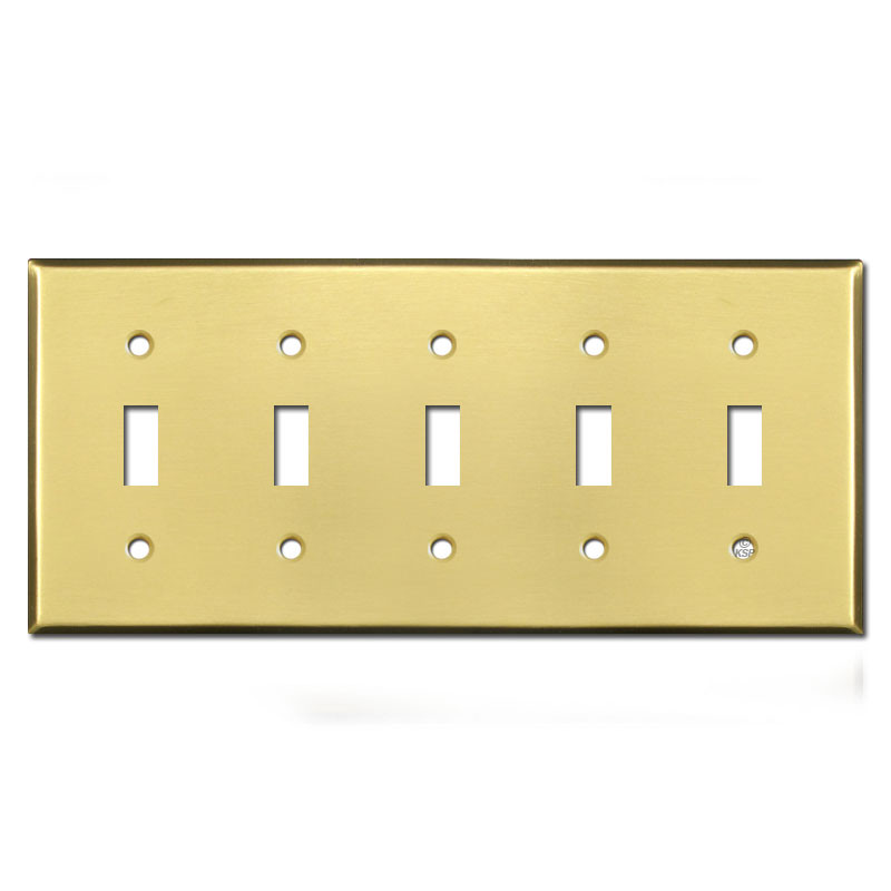 5 Toggle Switchplate - Satin Brass | Kyle Switch Plates