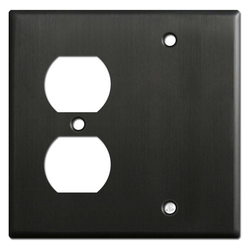 Single Duplex Single Blank Cover Plate - Dark Bronze
