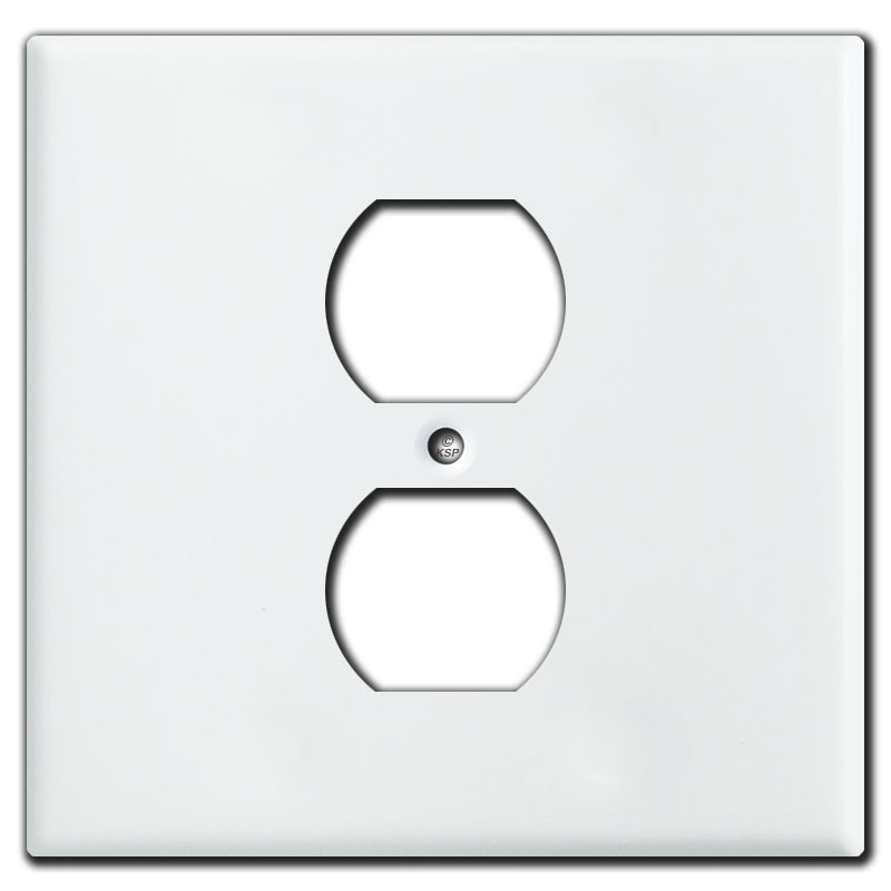 Jumbo 2 Gang 1 Centered Duplex Wall Plate - White