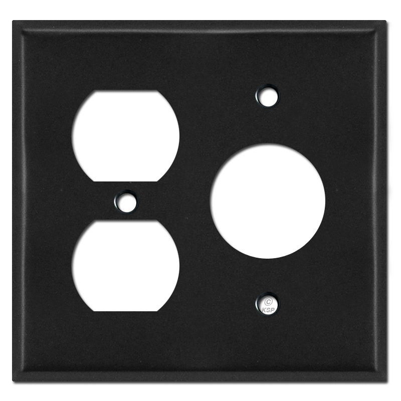 Double Gang Single Centered Duplex Wall Plates - Black