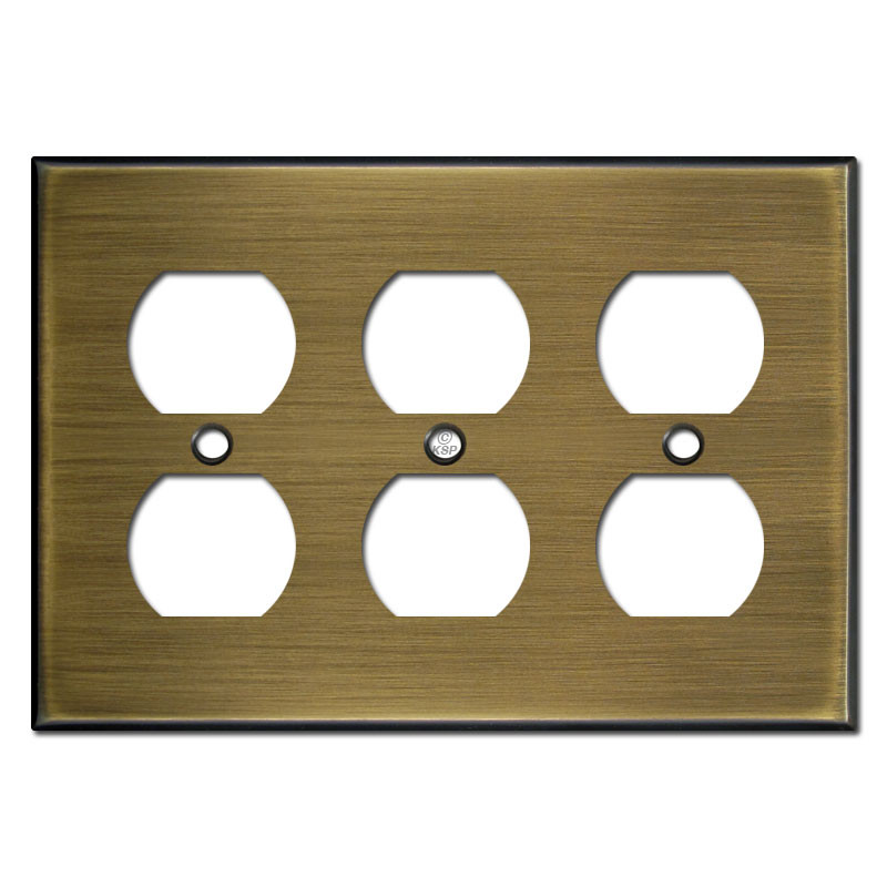 1 Duplex Outlet Covers - Antique Brass | Kyle Switch Plates