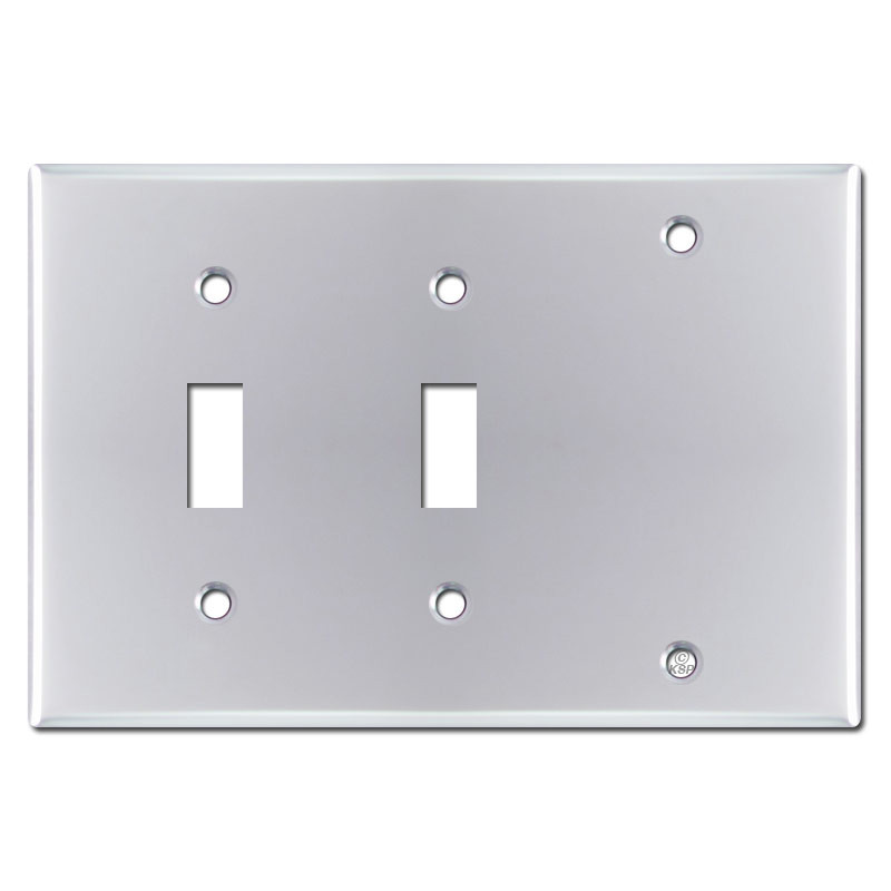 Double Rocker Switch Plate Cover - Polished Chrome
