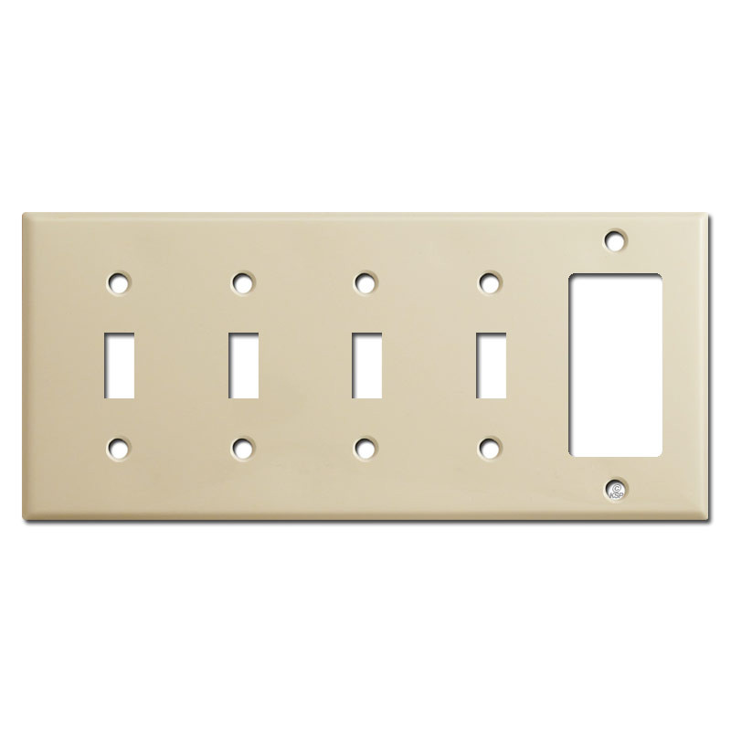 5-Gang 4-Toggle 1-Decora Switch Plate - Ivory | Kyle Switch Plates