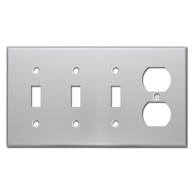 1 GFCI 2 Toggle Wall Plates - Brushed Aluminum