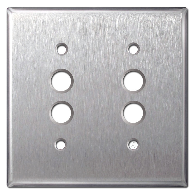 Two Push Button Wall Plate Covers - Polished Chrome