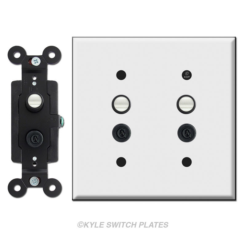 2 Gang Pushbutton Switch Plates - Satin Brass