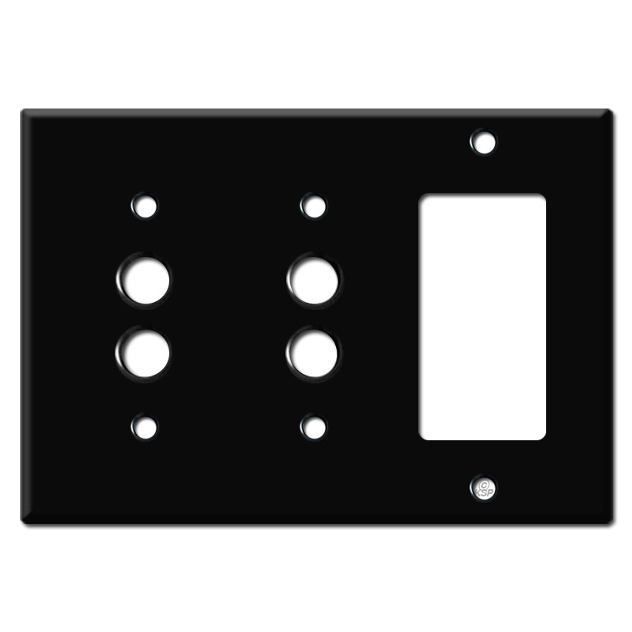 Single Outlet Double Push Button Switch Plate Covers Black