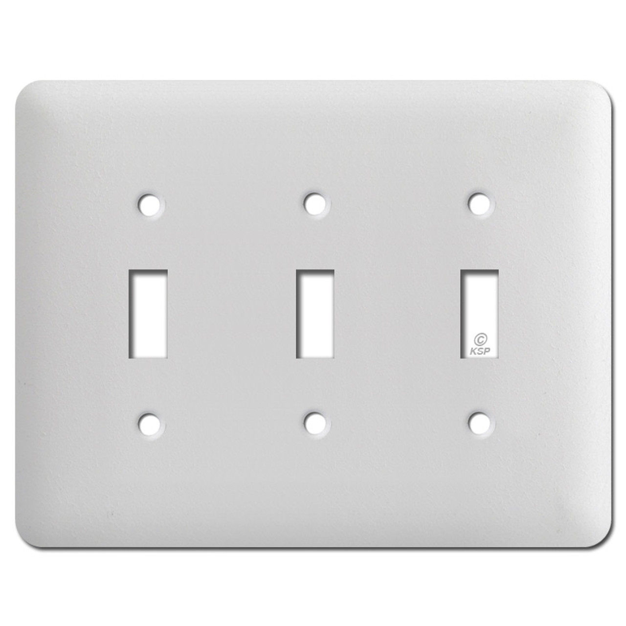 Long Triple Toggle Wall Plate Covers White Wrinkle