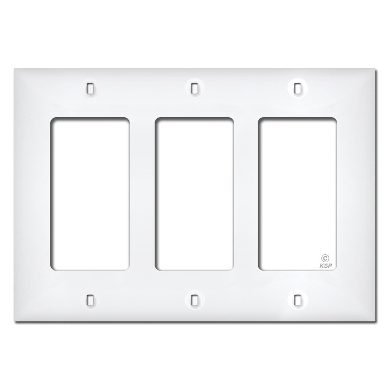 White Plastic 3 Gang Decora Switch Plate Covers