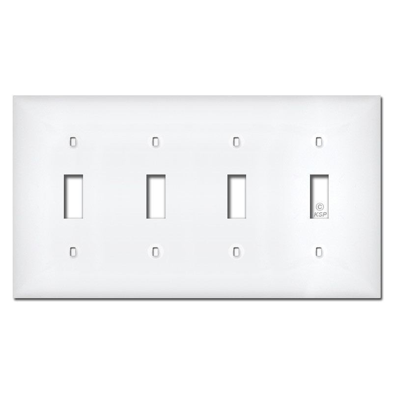 White Plastic 4 Gang Toggle Switch Plate Covers