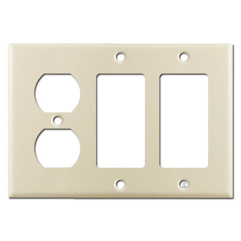 1 Duplex Outlet & 2 Rocker Combo Switch Plate Cover - Ivory