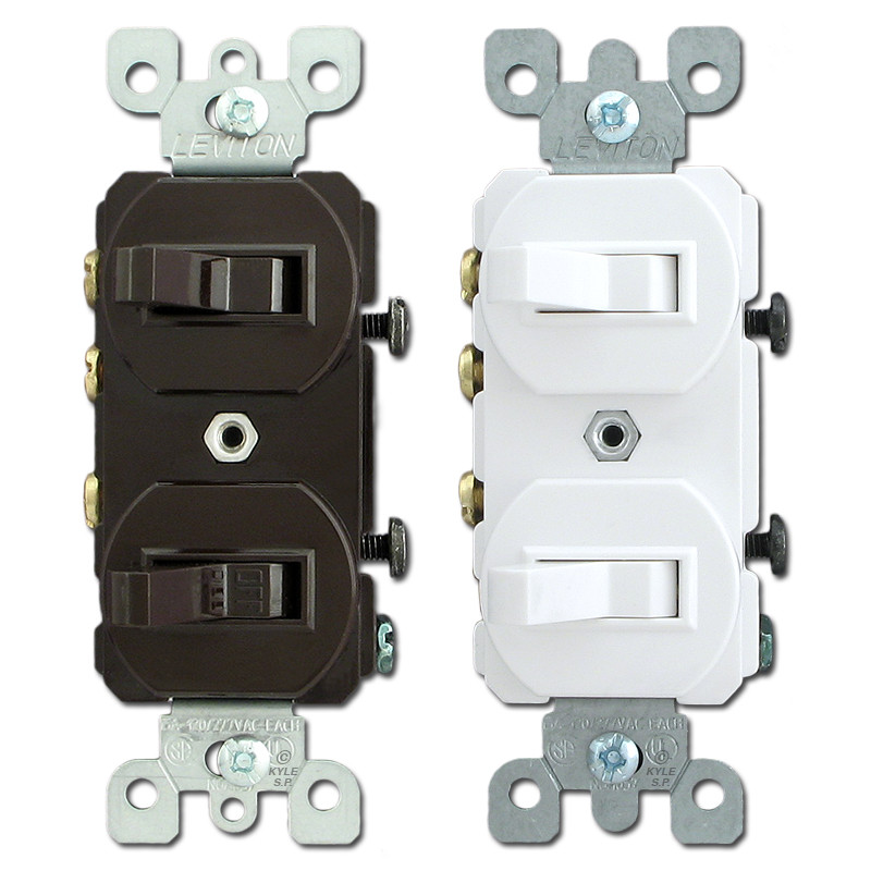 3 Stacked Single Pole Decora Rocker Switches Leviton 1755