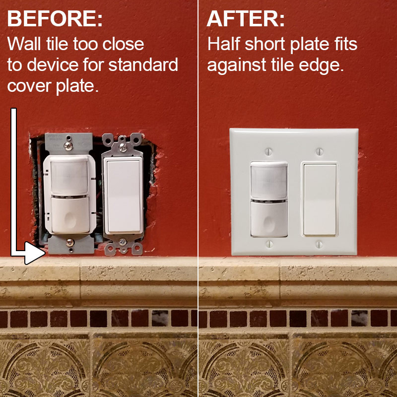 Half Short 2 Decora Rocker Outlet Switch Wall Plates Trimmed .19''