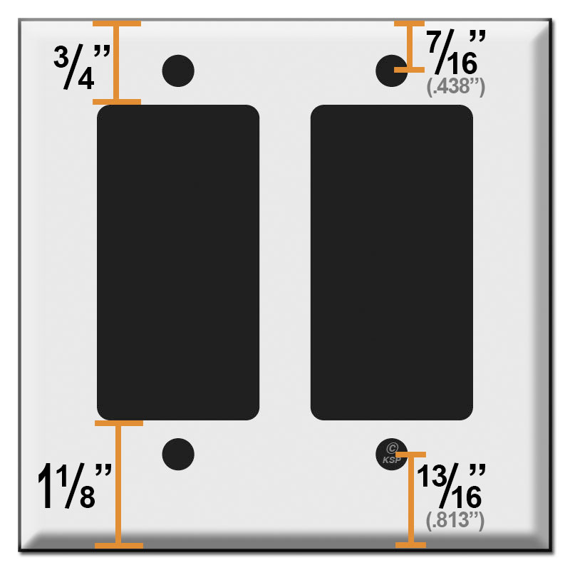 Half Short 2 Decora Rocker Outlet Switch Wall Plates Trimmed .19''