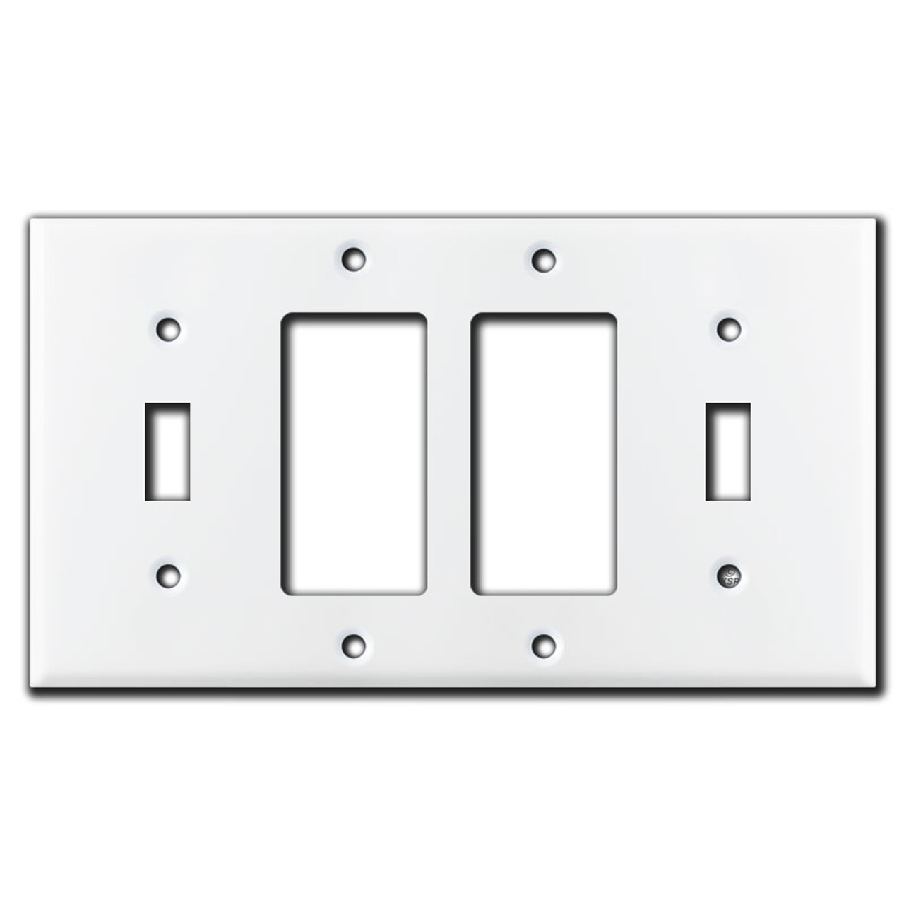 2 Toggle And 2 Decora Rocker Switch 4 Gang Wall Plate White