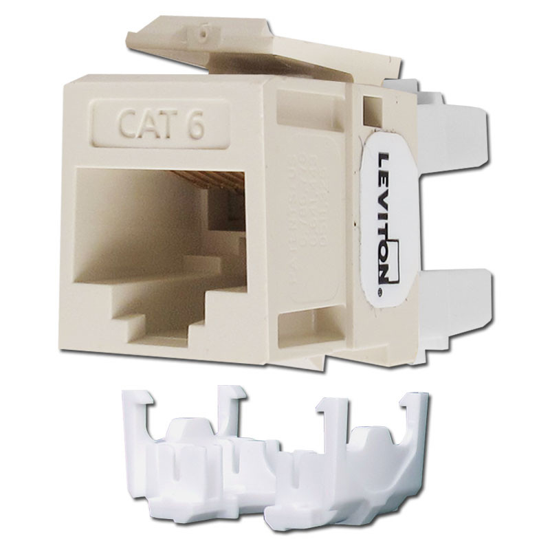 Leviton White Cat6+ Ethernet Jack for QuickPort Frames