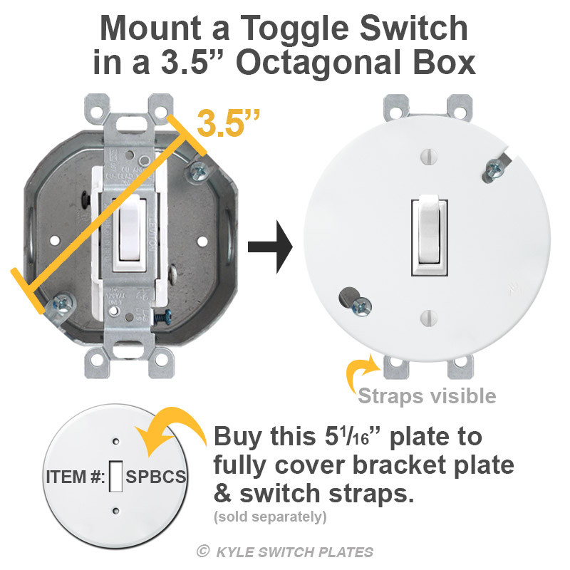 White 3.5'' Round Toggle Light Switch Cover | Kyle Switch Plates