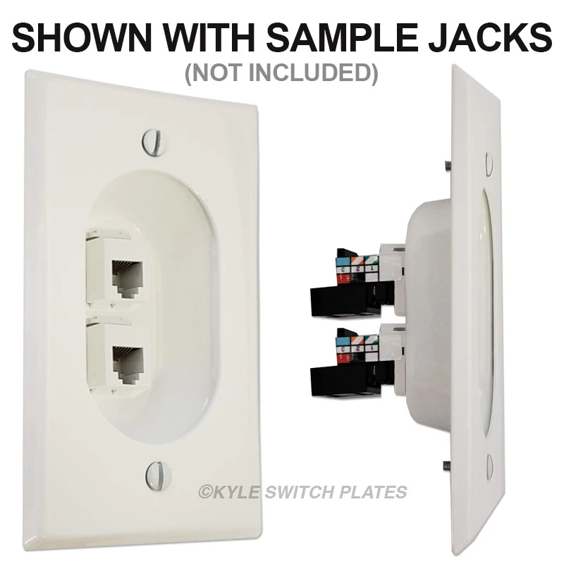 Recessed 2-Port Keystone Data Jack Outlet Cover Wall Plates