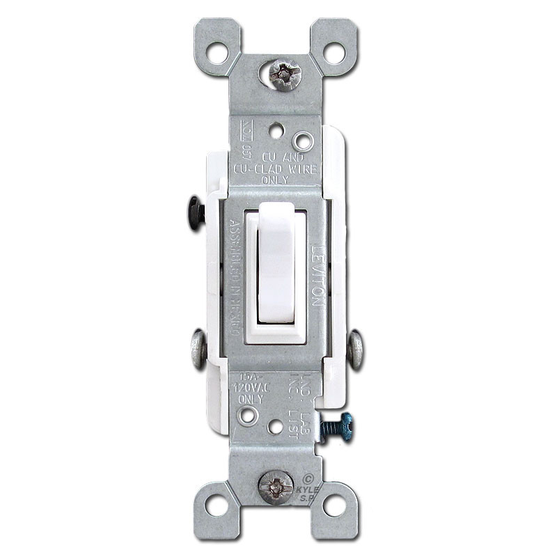 3 Way White Toggle Switches 15A | Kyle Switch Plates