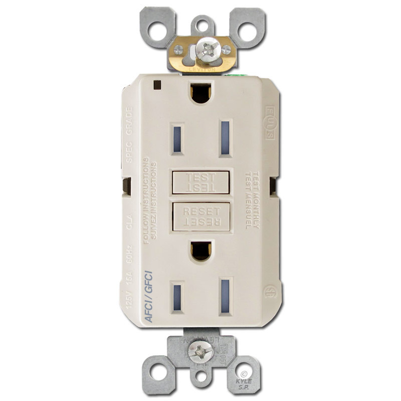 AFCI GFCI Dual Function Outlet 20A TR Leviton - Light Almond