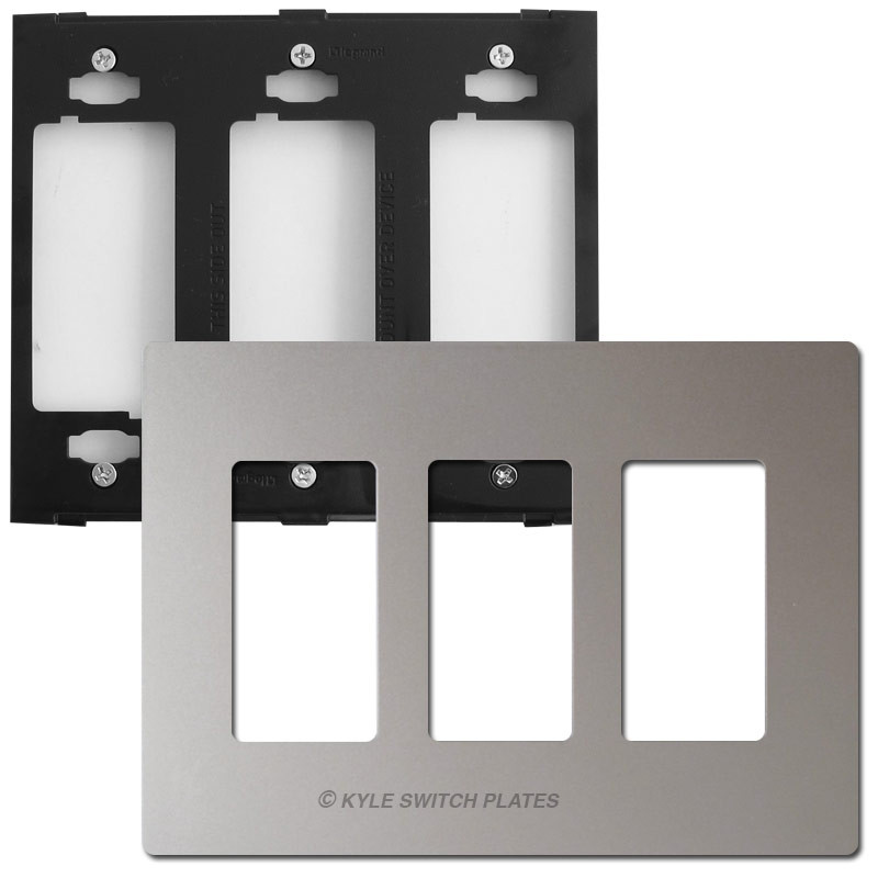 White Hidden-Screws Wall Plate Cover - 3 Gang Plastic Legrand