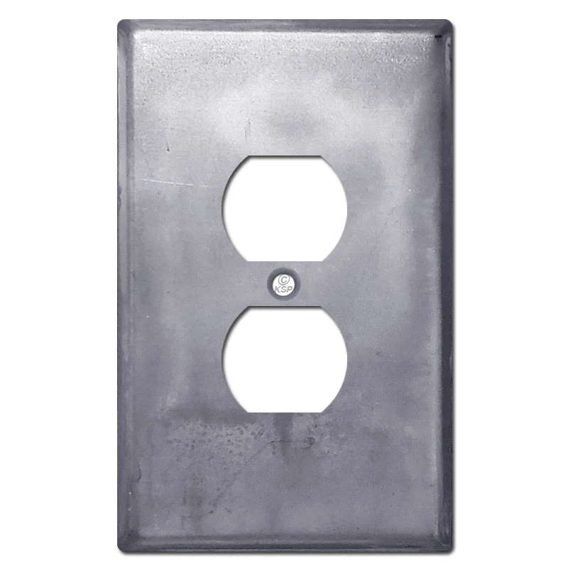 Oversized Duplex Outlet Plate - Raw Steel Paintable | Kyle Switch Plates