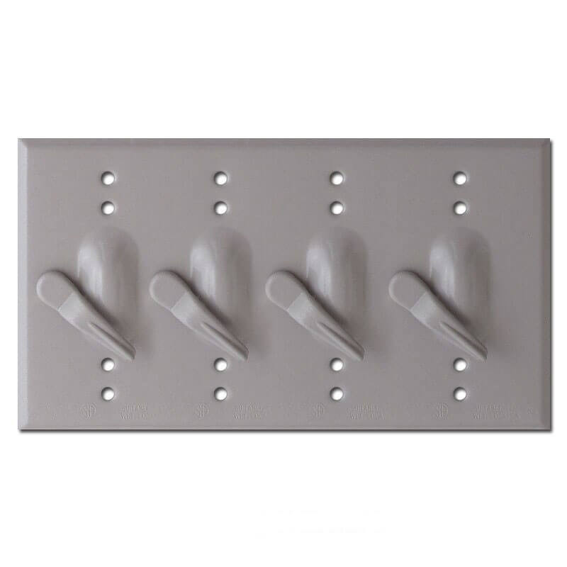 Outdoor Weather-Safe Hinged 4-Toggle Dimmer Cover Plates