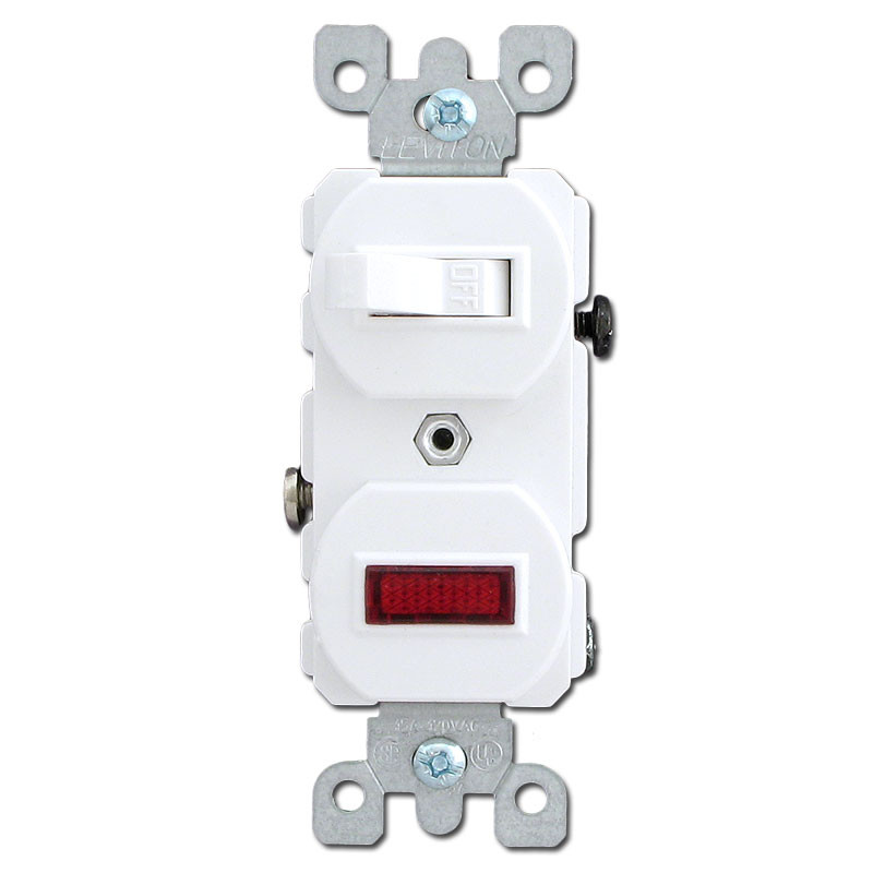 White Combo Duplex Toggle Switch and Pilot Light