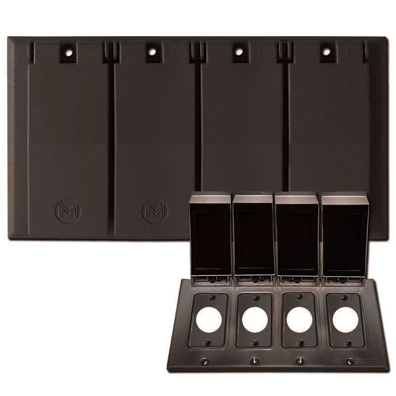 Outdoor Weather-Safe Hinged 4-Toggle Dimmer Cover Plates