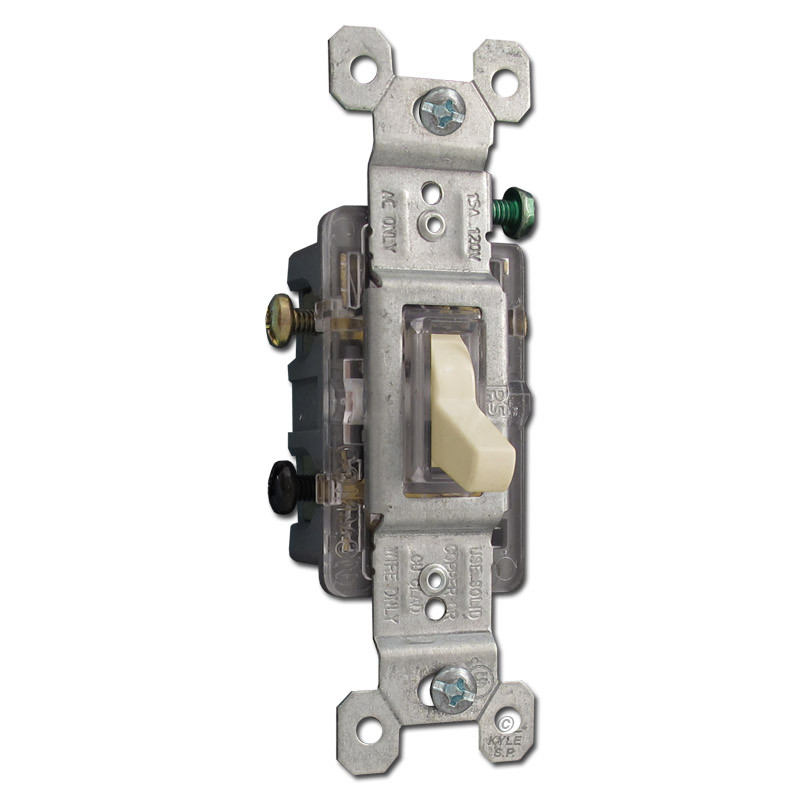 Ivory 3 Way Illuminated Toggle Switch 15A | Kyle Switch Plates