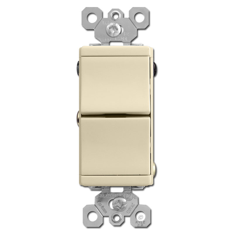 Ivory Combo Single Pole + 3 Way Double Rocker Switch