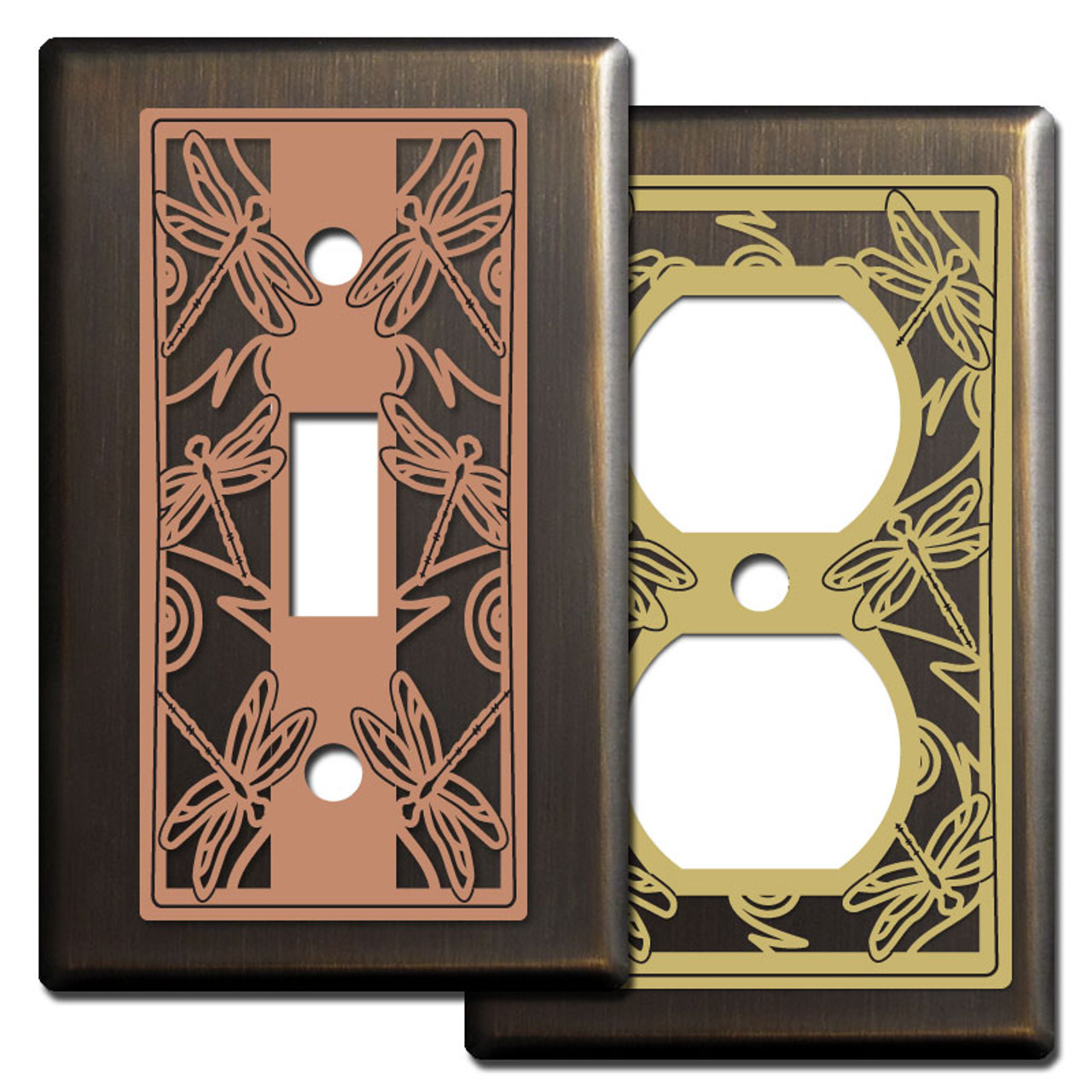 Dragonfly Switch Plate Covers In Oiled Bronze Kyle Design