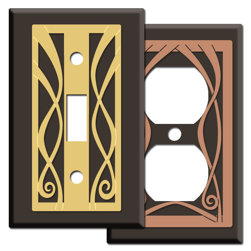Ribbon Design Light Switchplate Covers in Brown - Kyle Design