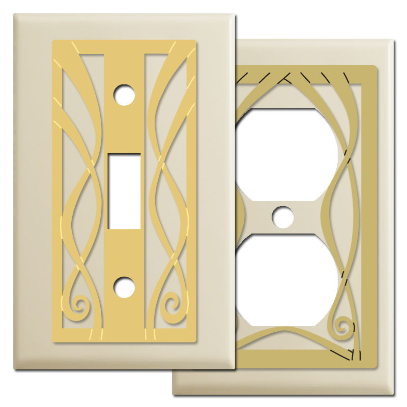Ribbon Waves Light Switch Plates in Ivory - Kyle Design