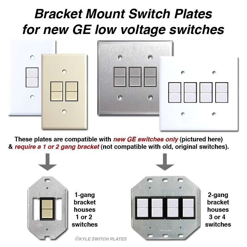 Low Voltage GE Bracket Mount Switch Plates for One Switch