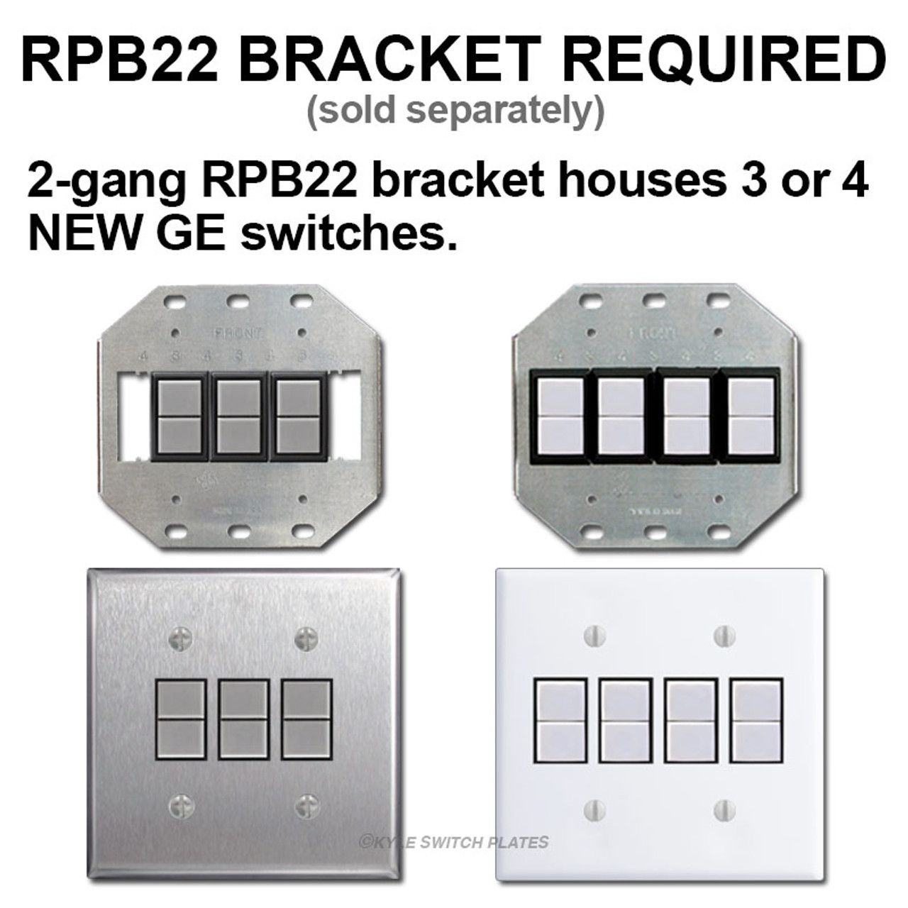 Low Voltage Bracket Mount Wall Switch Plates For 3 Ge Switches White